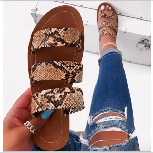 Shoes | Snake Print Beach Sandals | Poshmark